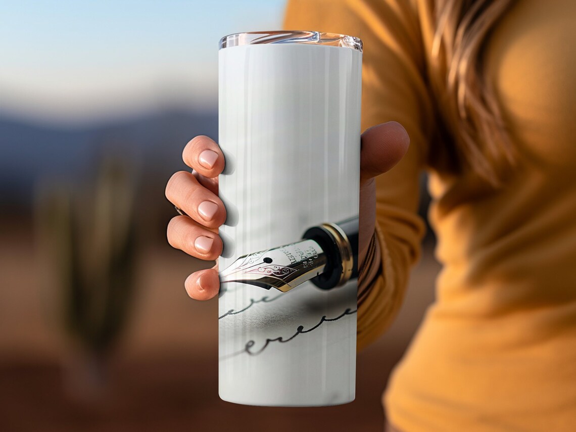 Fountain Pen Design Tumbler: Elegant Writer's Travel Mug - Etsy