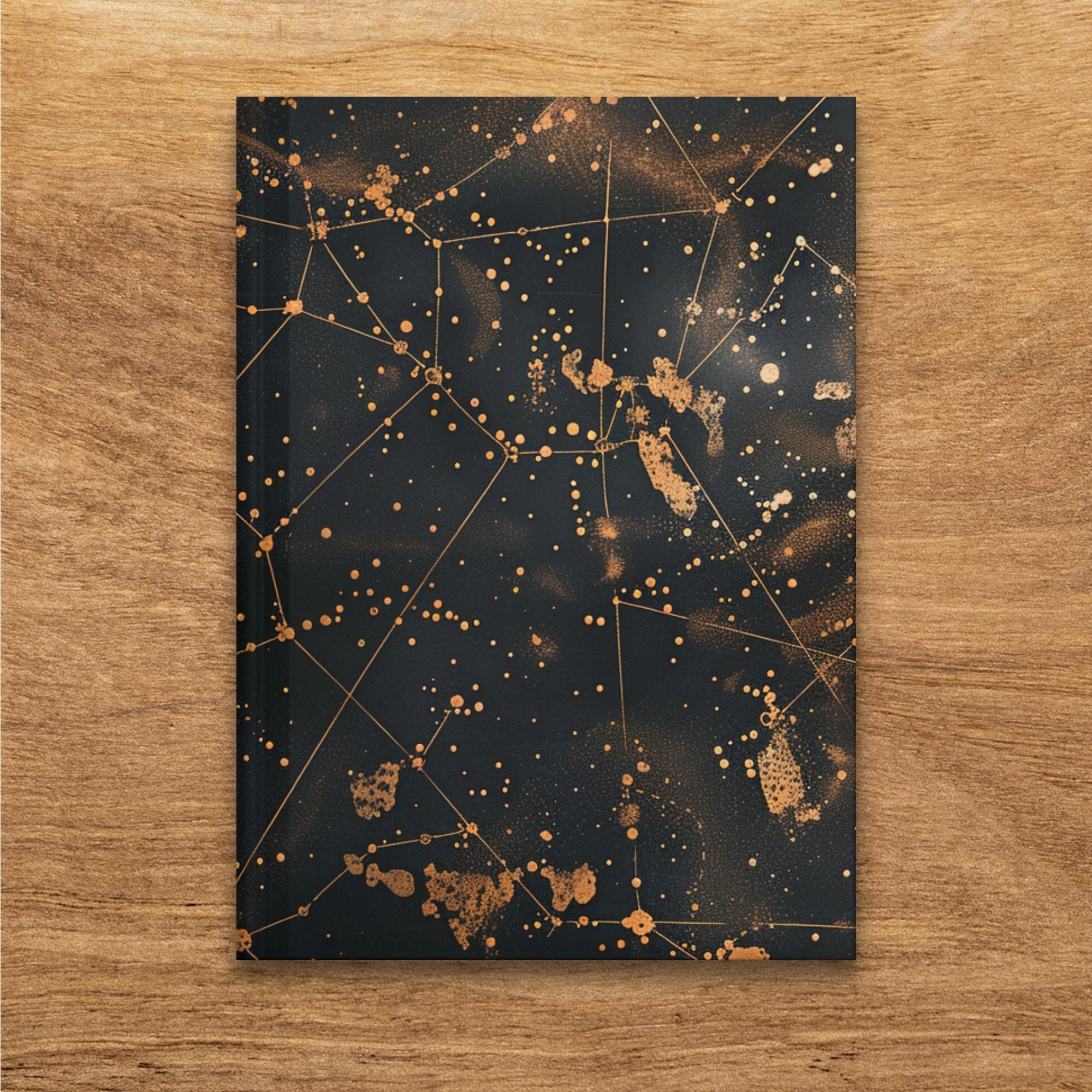 Celestial Hardcover Journal, Starry Night Design, Gold Splatters on ...