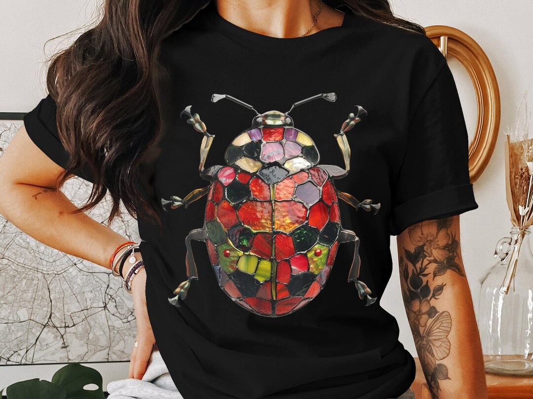 Stained Glass Insect T-shirt, Cute Ladybug Tee, Adorable Bug Lover Gift ...