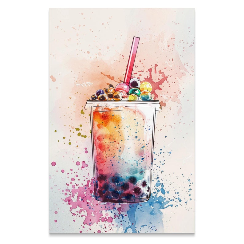 41 Chubby Bubble Tea With Boba Pearls Poster 11x17 Inches Kawaii ...