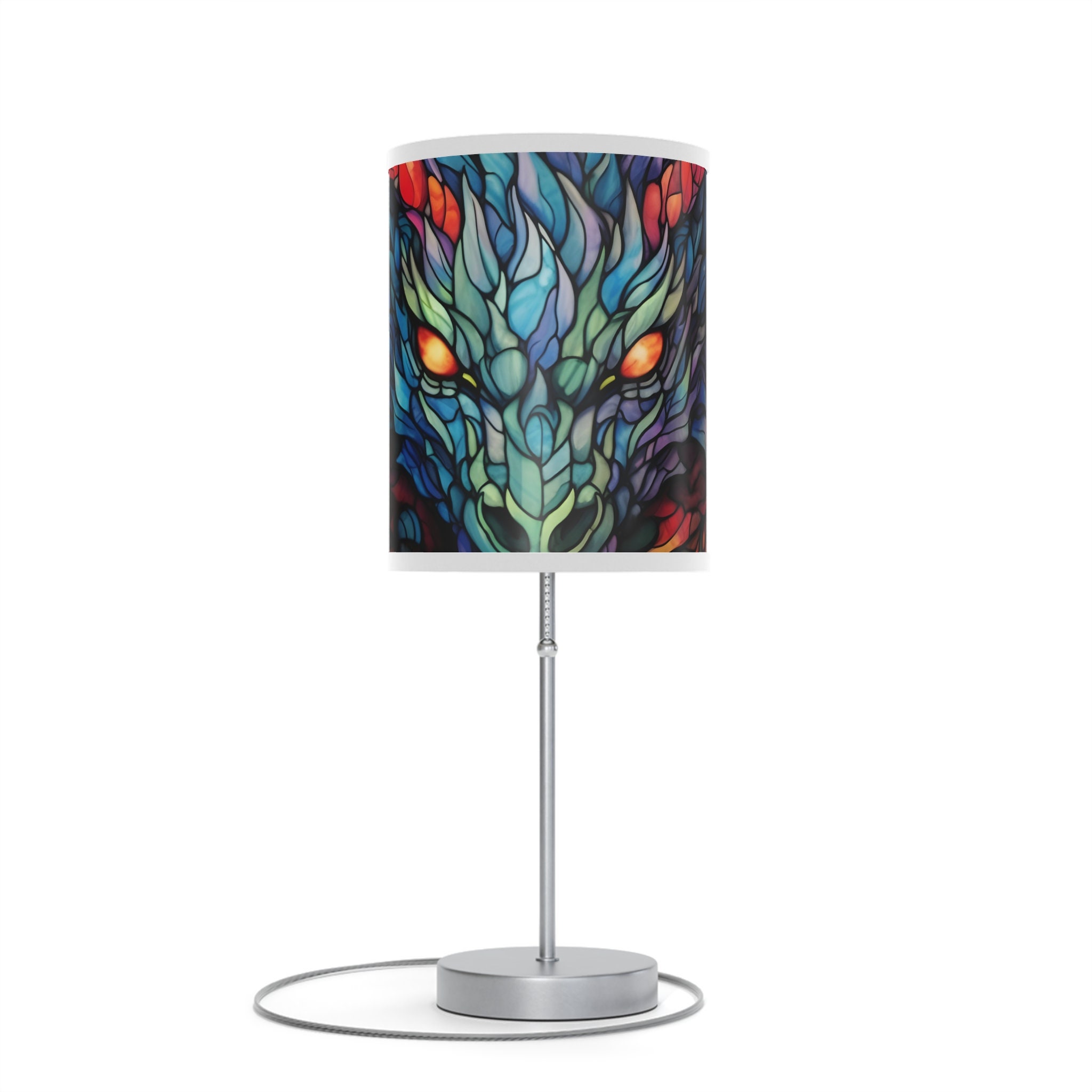 Stained Glass Lamp Dnd Dragon Faux Stained Glass Table Lamp Dungeons ...