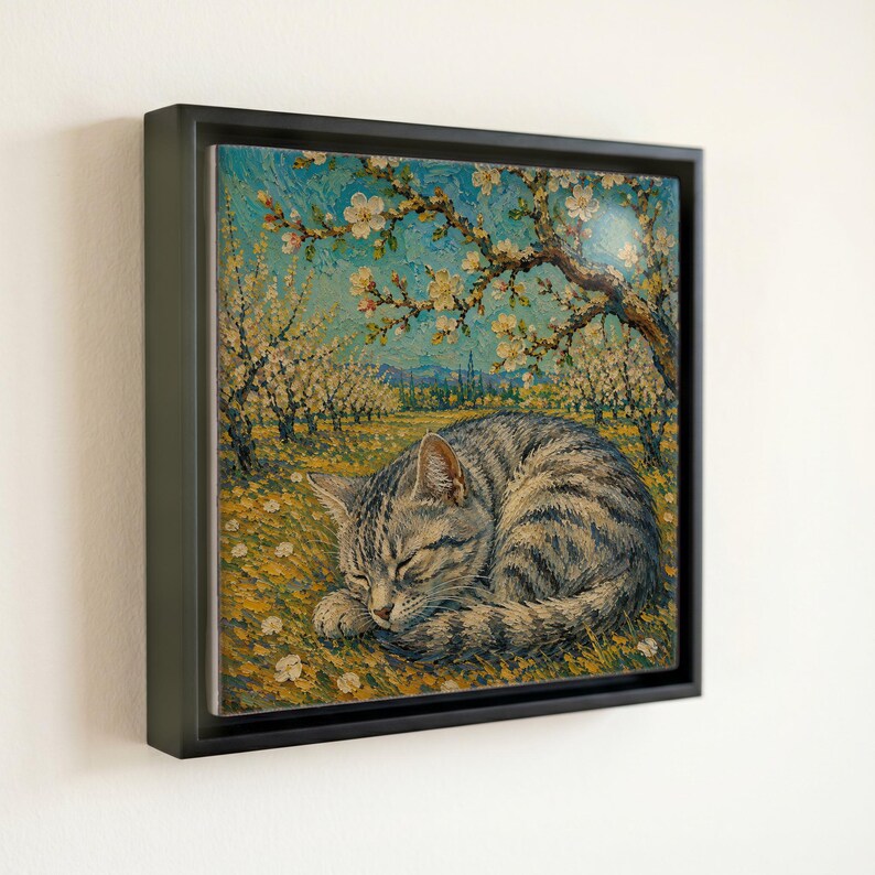 Silver Tabby Cat Van Gogh Ceramic Tile | Cat Wall Art | Gift for Tabby ...