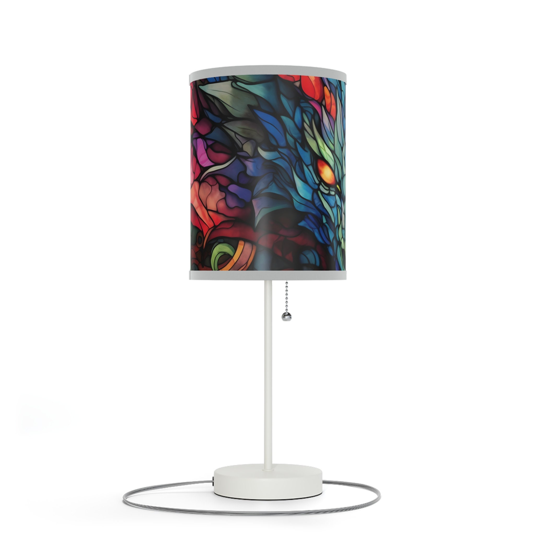 Stained Glass Lamp Dnd Dragon Faux Stained Glass Table Lamp Dungeons ...