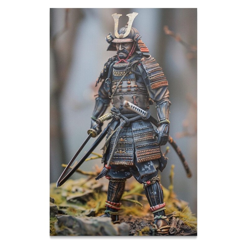Samurai Warrior Art Print, Japanese Historical Figure, Detailed Armor ...