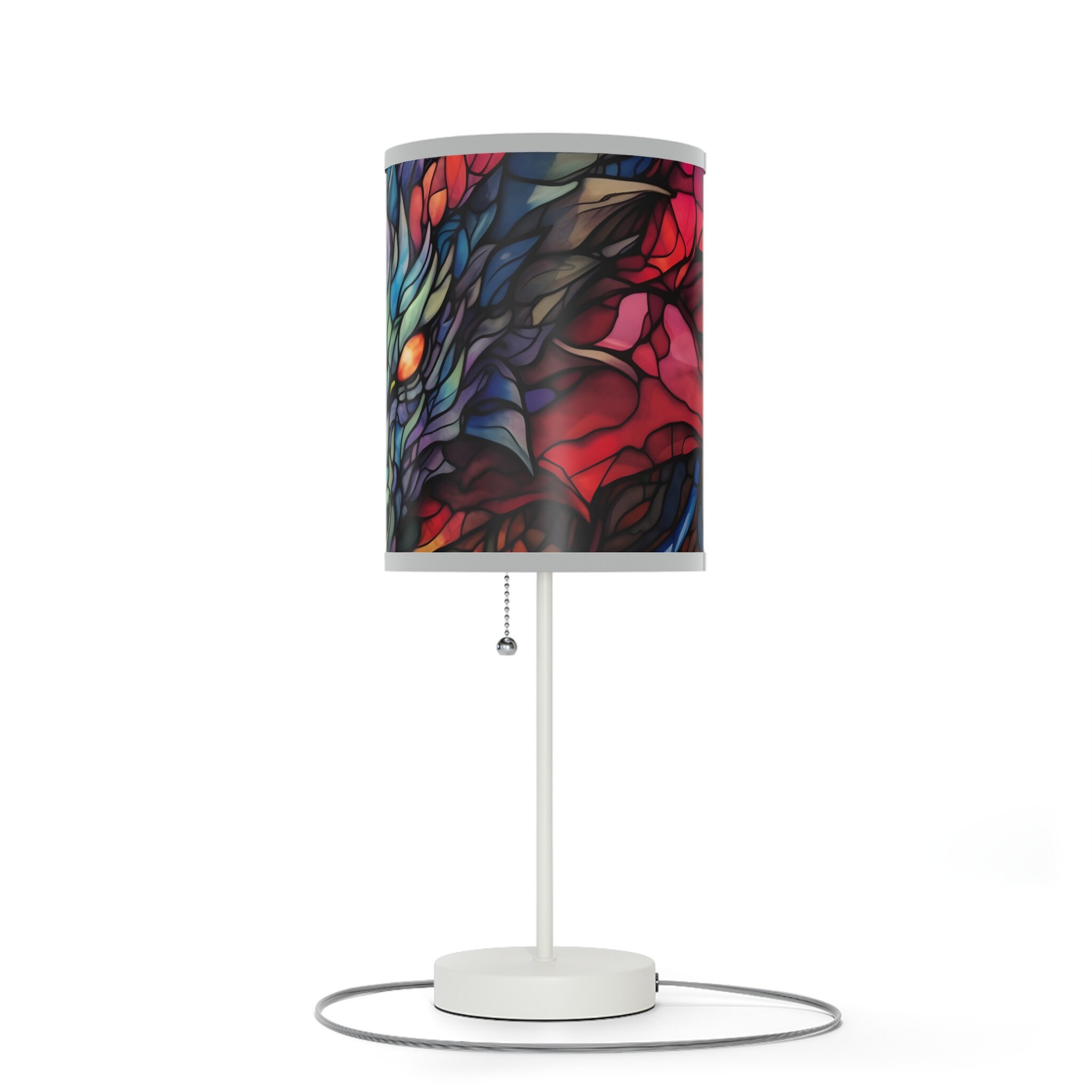 Stained Glass Lamp Dnd Dragon Faux Stained Glass Table Lamp Dungeons ...