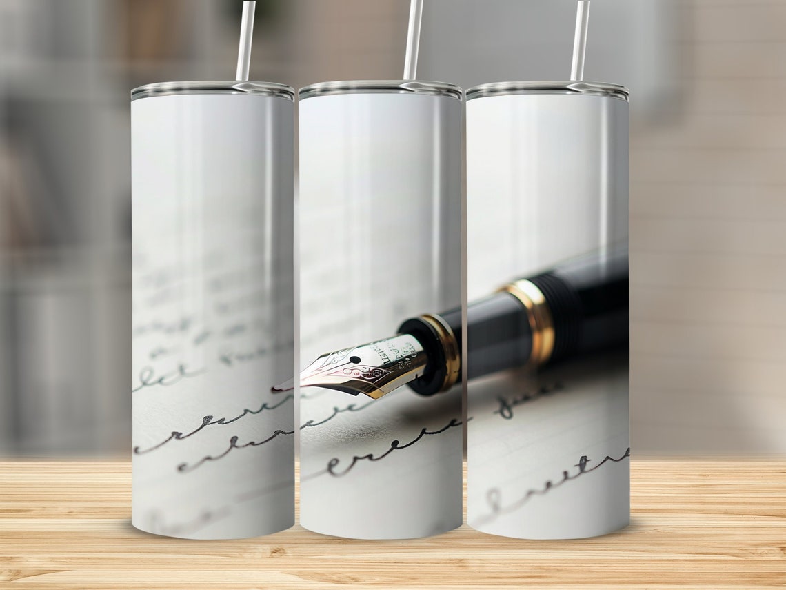 Fountain Pen Design Tumbler: Elegant Writer's Travel Mug - Etsy