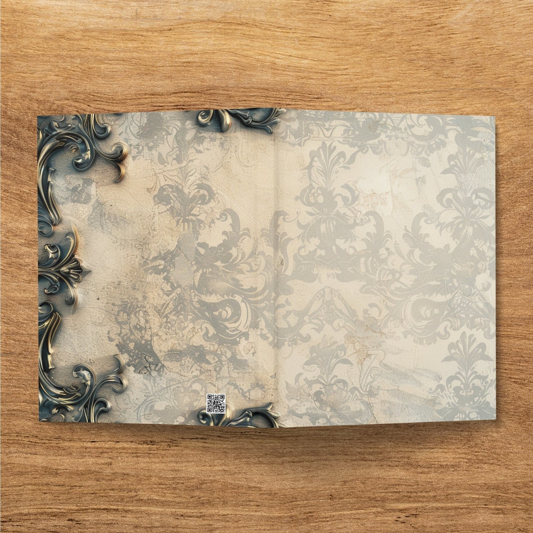 Vintage Baroque Pattern Hardcover Journal, Elegant Matte Finish ...