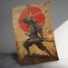 Samurai Warrior Wall Art, Vintage Japanese Poster, Rustic Home Decor ...