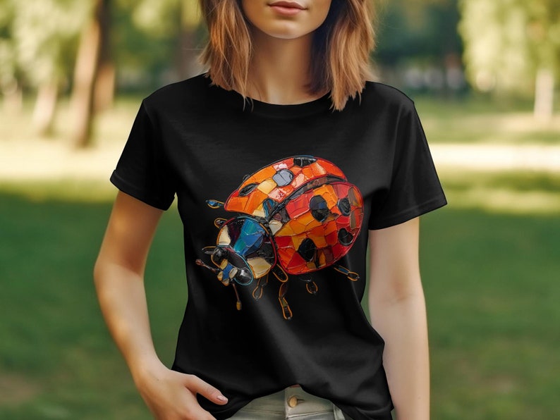 Cute Insect T-shirt, Stained Glass Ladybug Design, Adorable Bug Graphic ...