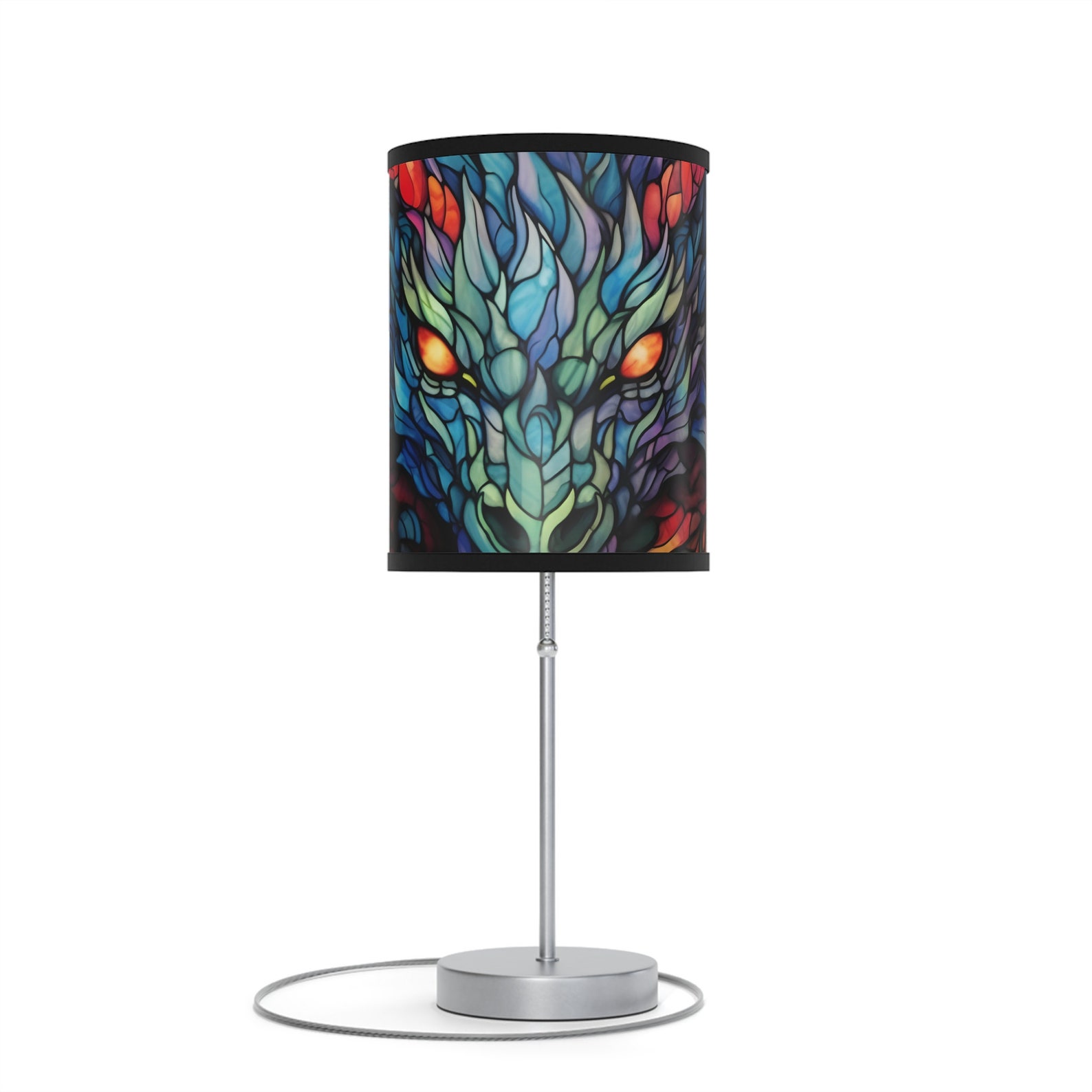 Stained Glass Lamp Dnd Dragon Faux Stained Glass Table Lamp Dungeons ...