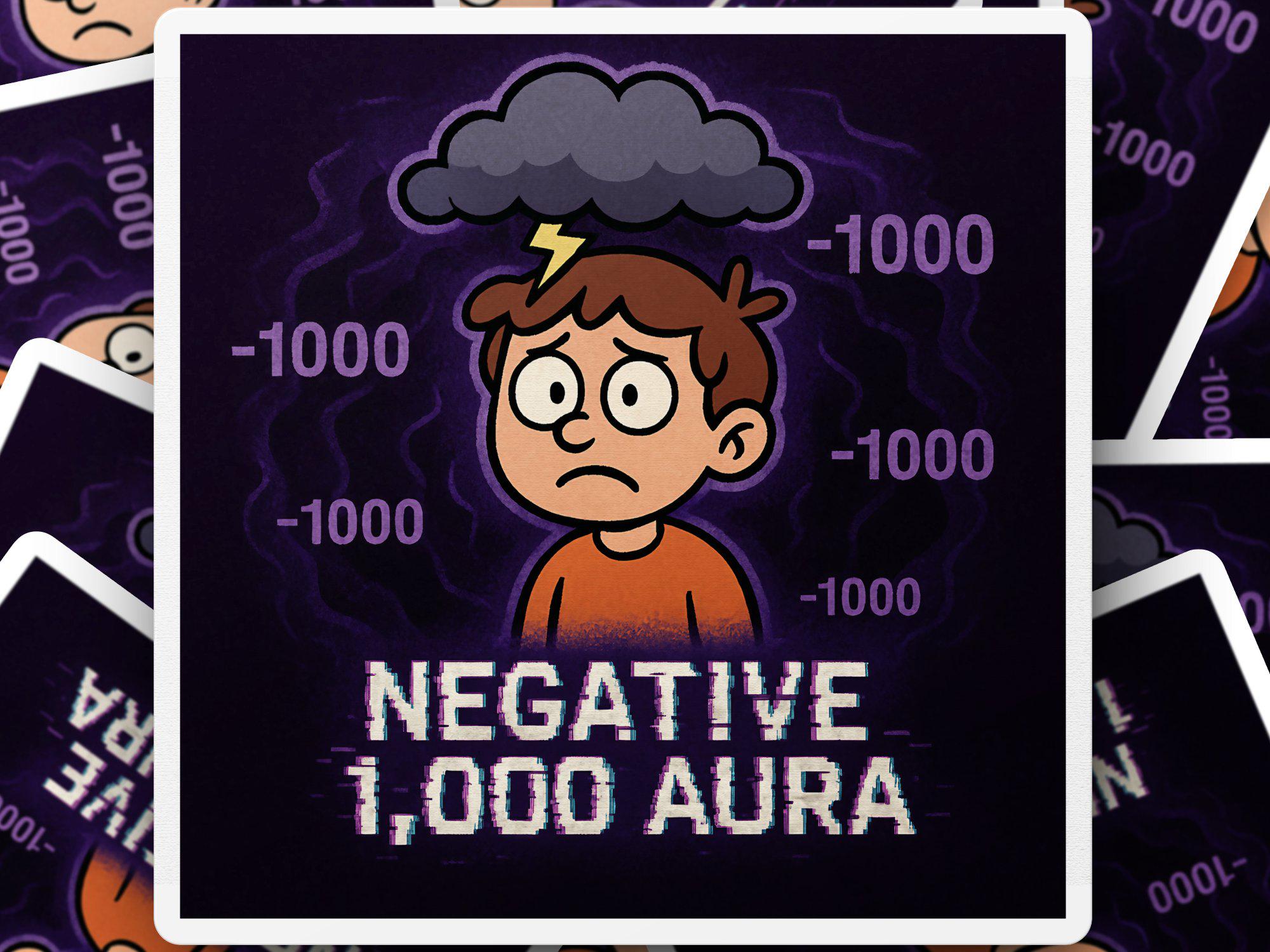 Negative 1000 Aura Brainrot Sticker Great for Laptop Drink Bottle ...