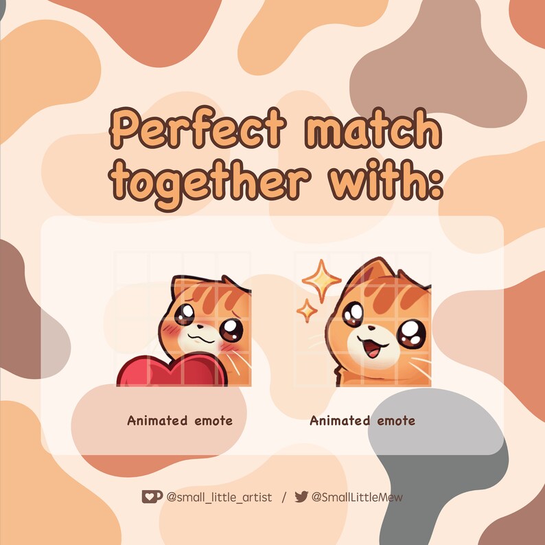 Animated Heart Cat Emote - Blushing Shy Orange Tabby Cat - Pre-made ...