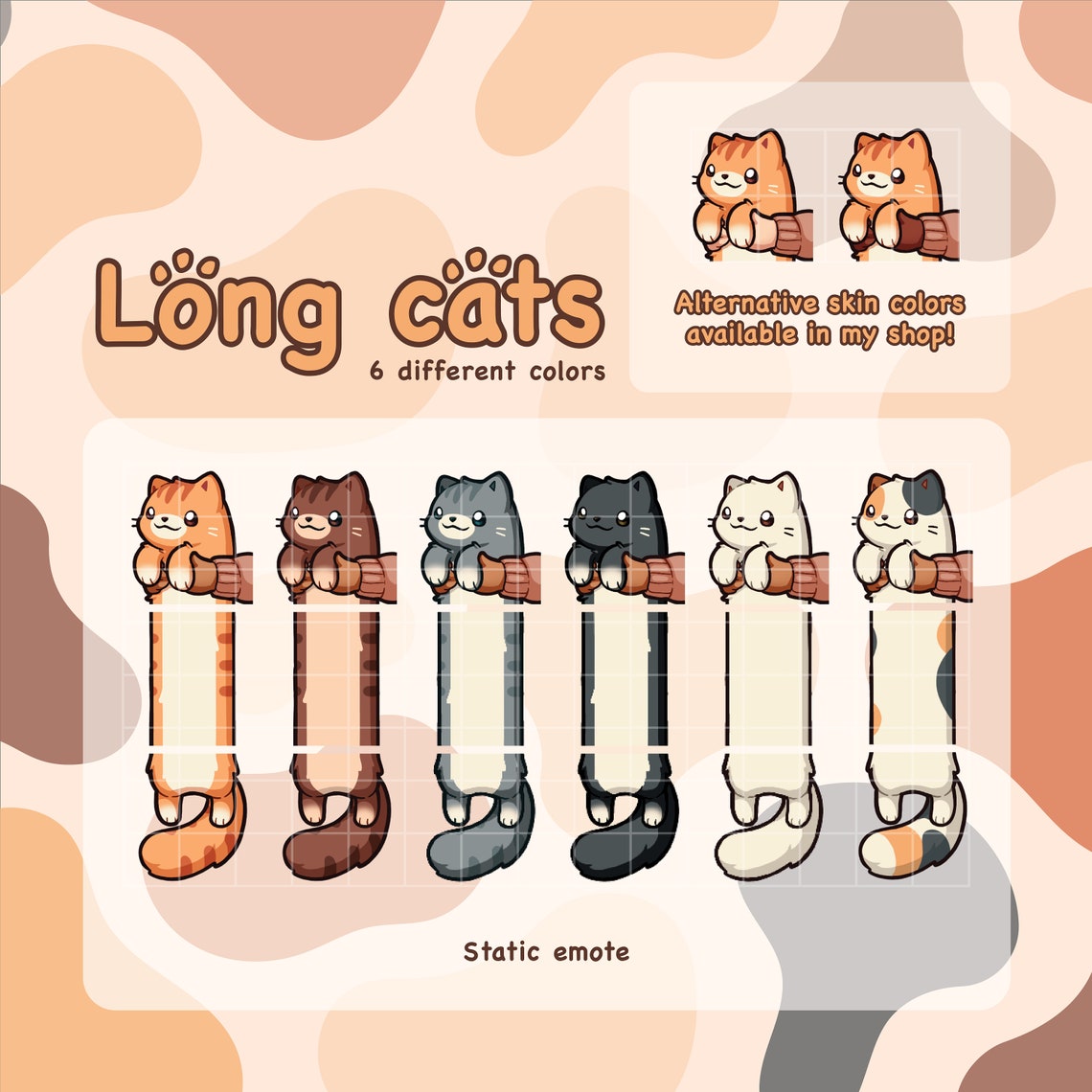 Long Cats - Emote Pack, Tan Skin, Twitch / Discord, Premade, Ready to ...