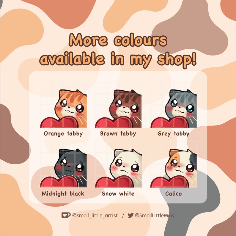 Animated Heart Cat Emote - Blushing Shy Orange Tabby Cat - Pre-made ...
