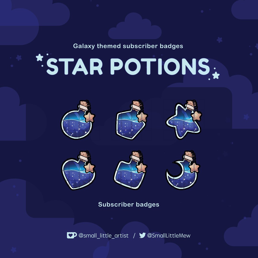 Subscriber Badges - Star Potions - Twitch / Discord, Pre-made, Cosmic ...