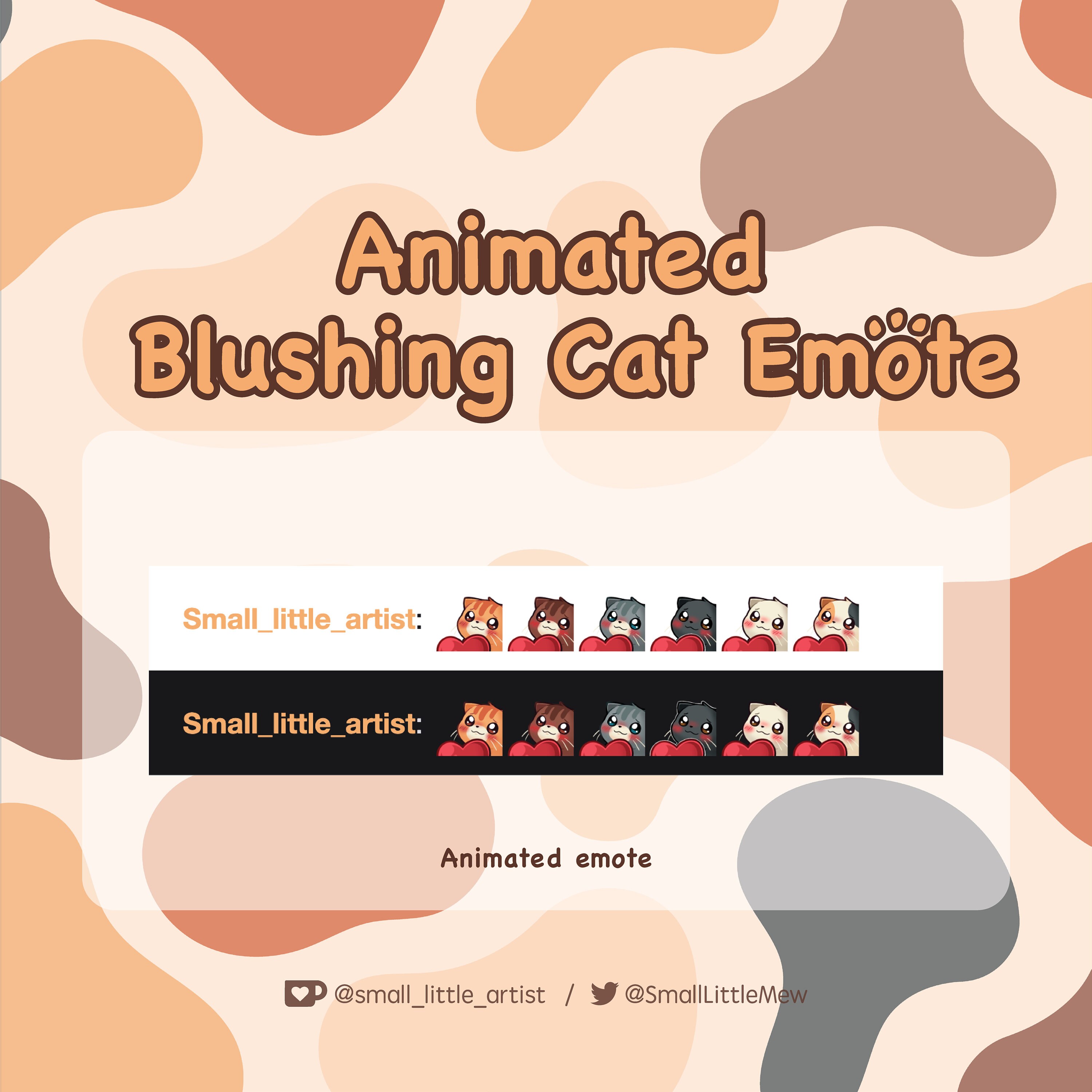 Animated Heart Cat Emote - Blushing Shy Brown Tabby Cat - Pre-made ...