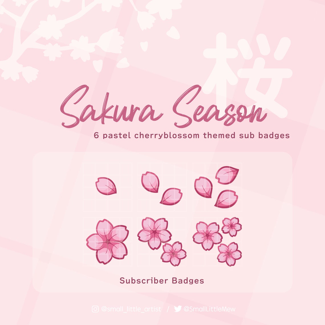 Sakura Cherry Blossom Twitch Subscriber Badges - Kawaii Pink (digital ...
