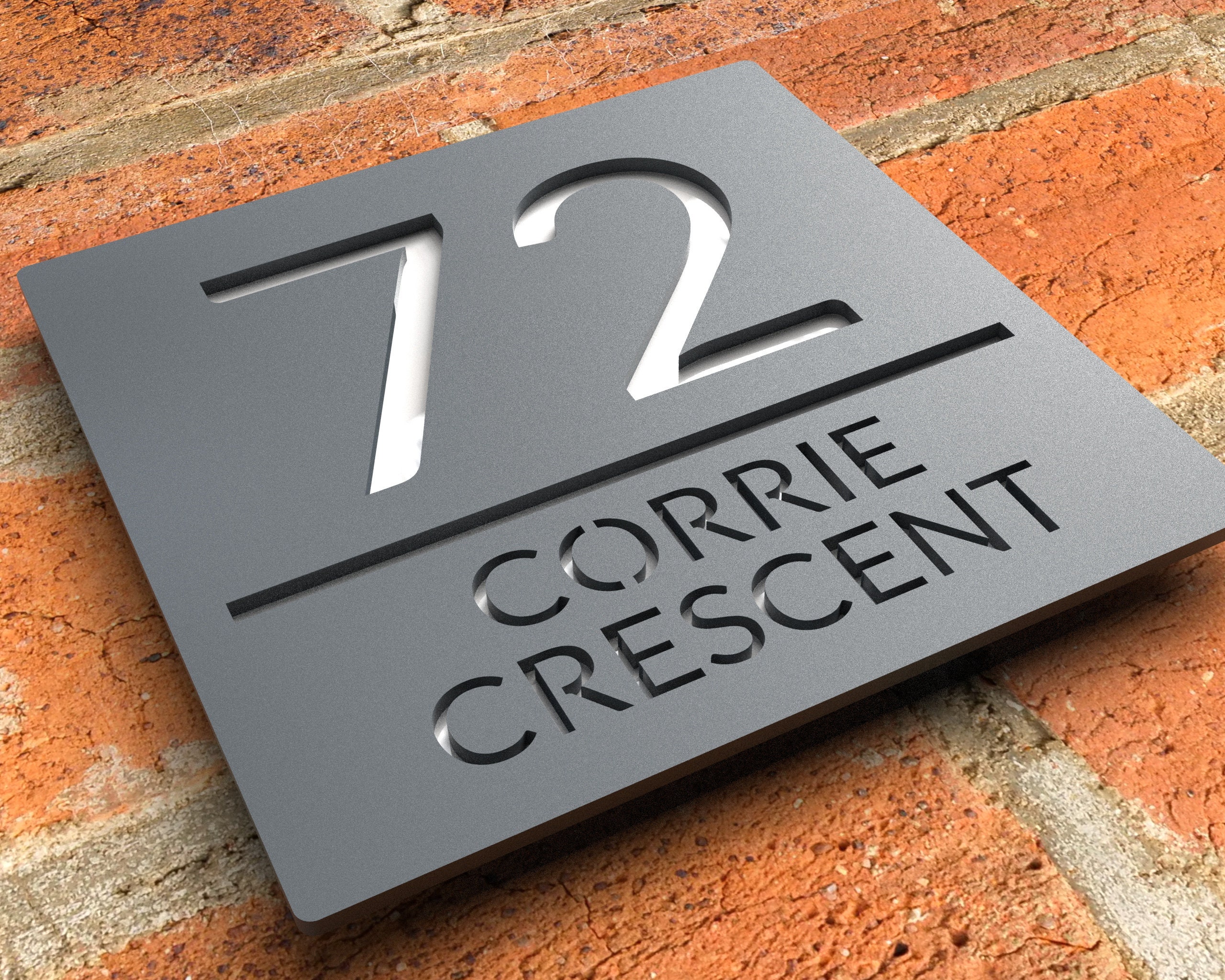Modern Grey Door Numbers, With Gloss White Backplate Custom Acrylic ...