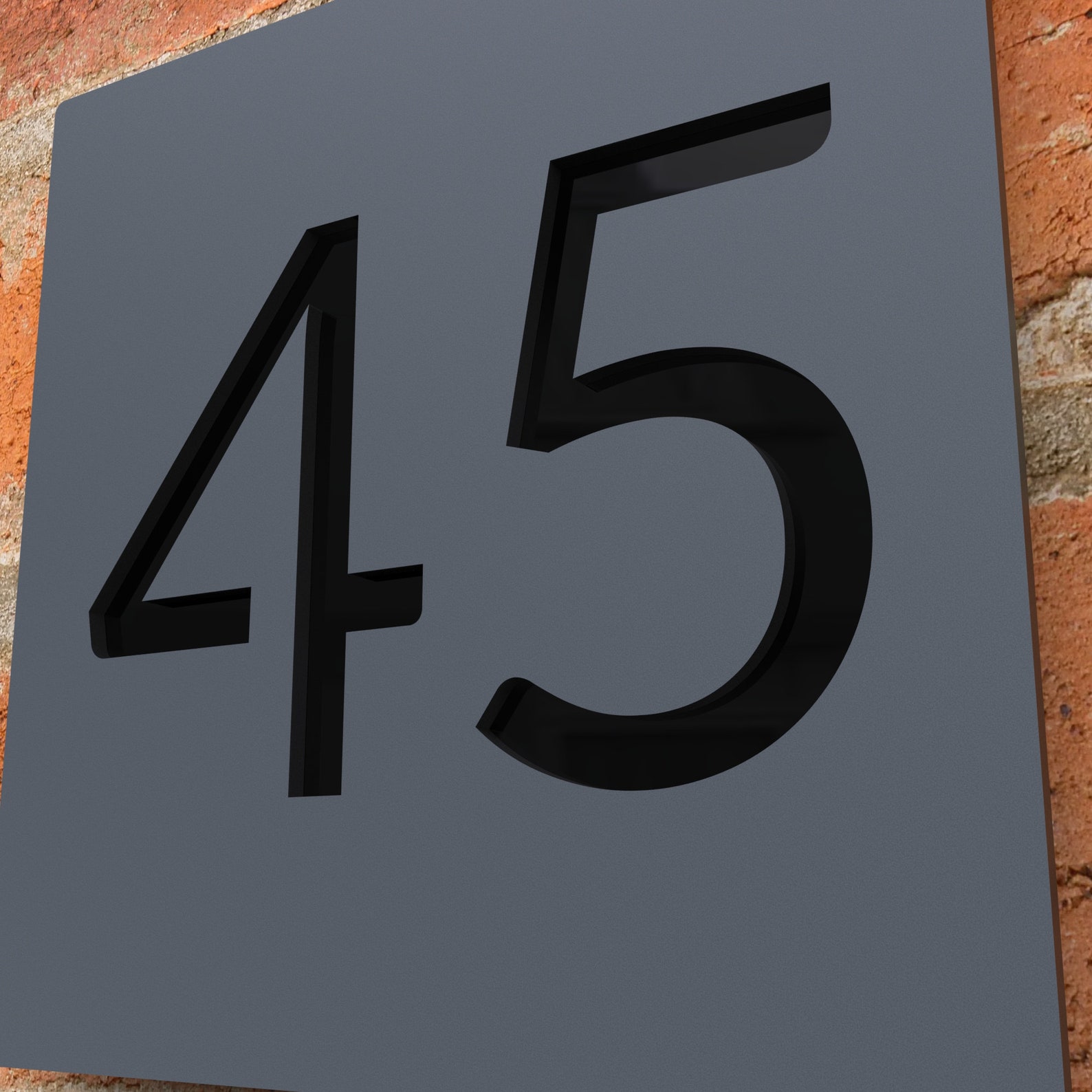 Anthracite Grey House Number Sign, Bespoke Modern Square House Address ...
