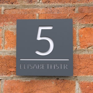 Modern Grey Door Numbers, With Gloss White Backplate Custom Acrylic ...