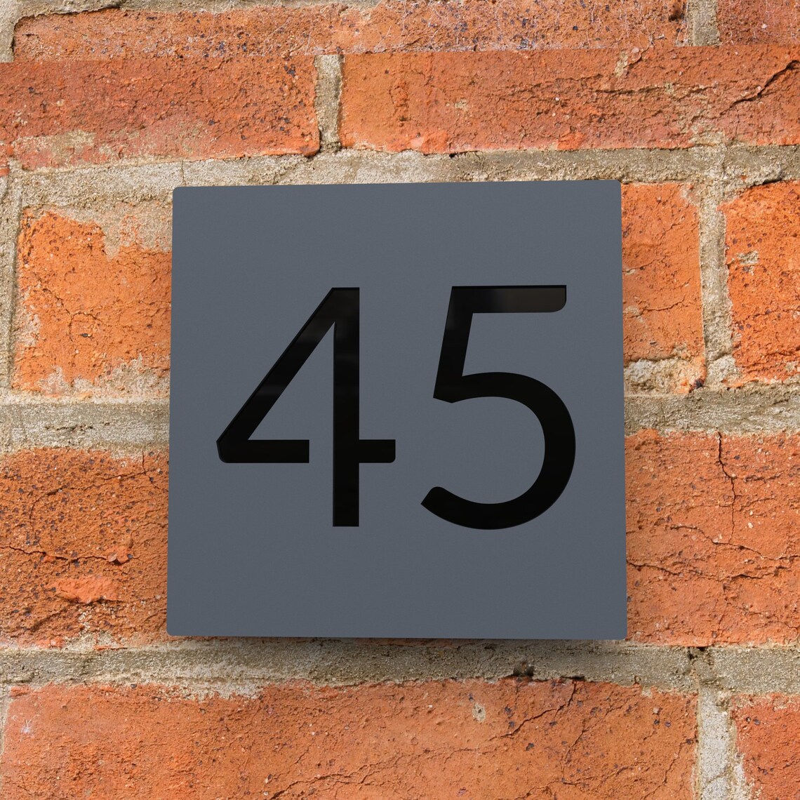 Anthracite Grey House Number Sign, Bespoke Modern Square House Address ...