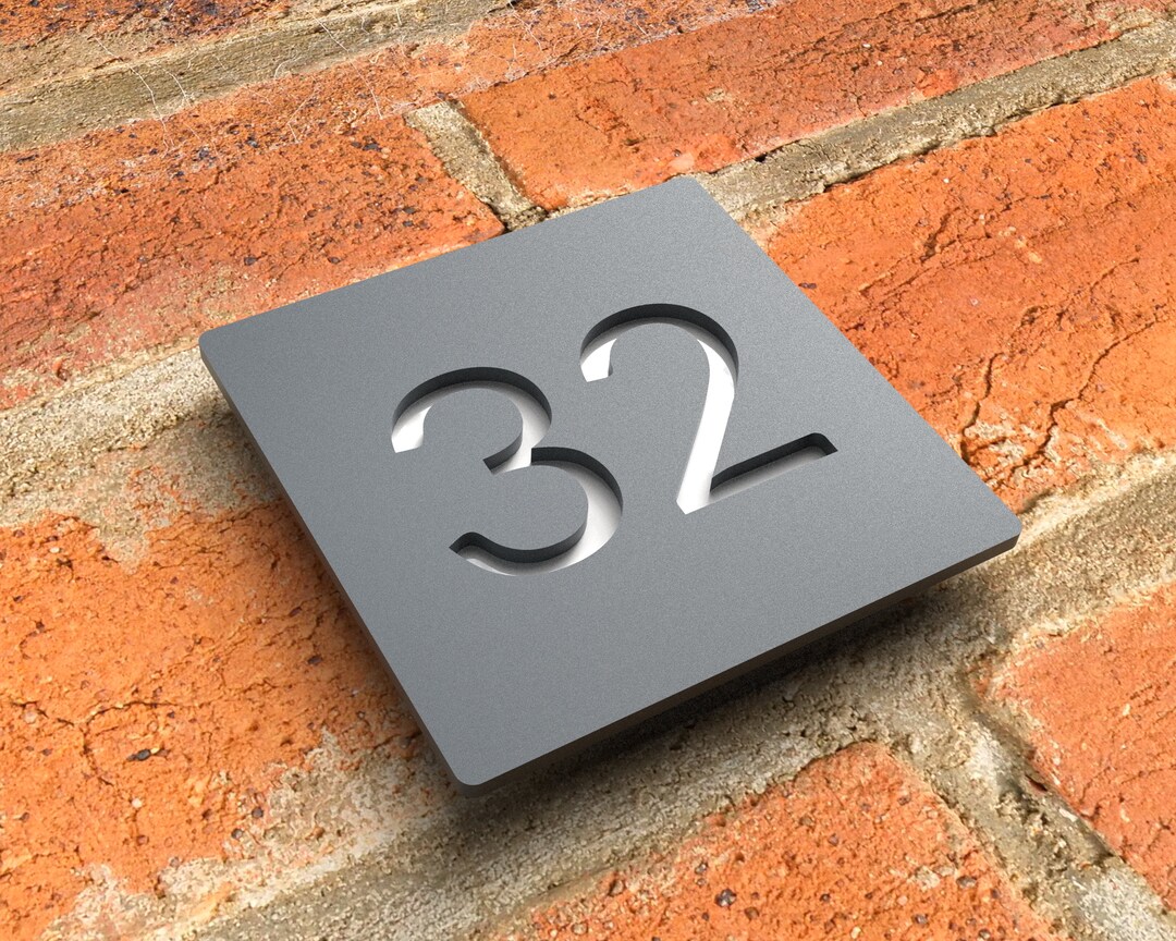 Modern Floating House Number Sign, Custom Matt Black Acrylic House ...