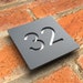 Anthracite Grey House Number Sign, Bespoke Modern Square House Address ...