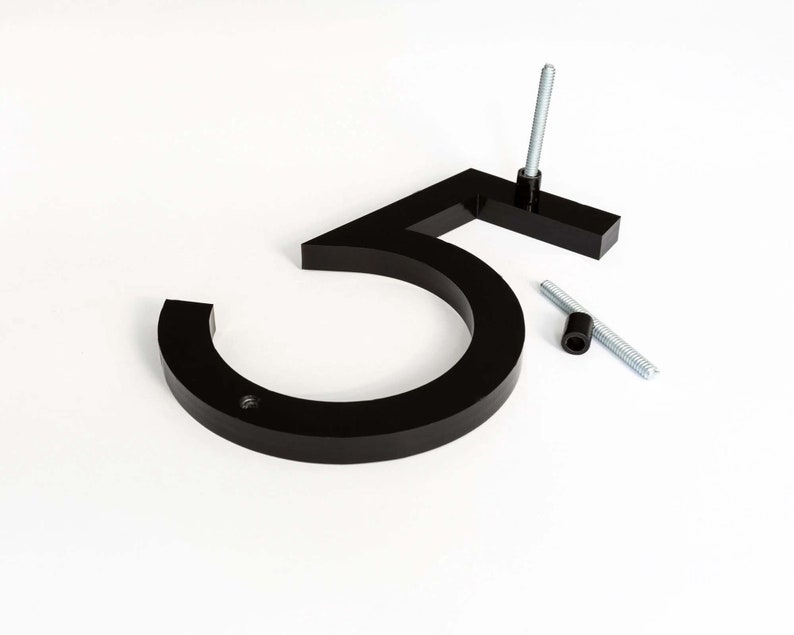6 Inch Modern House Numbers Letters, Large Black Glossy Address Numbers ...