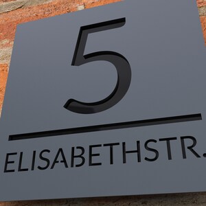 Laser Cut House Signs Numbers Matt Grey Acrylic Plaque With Gloss Black ...