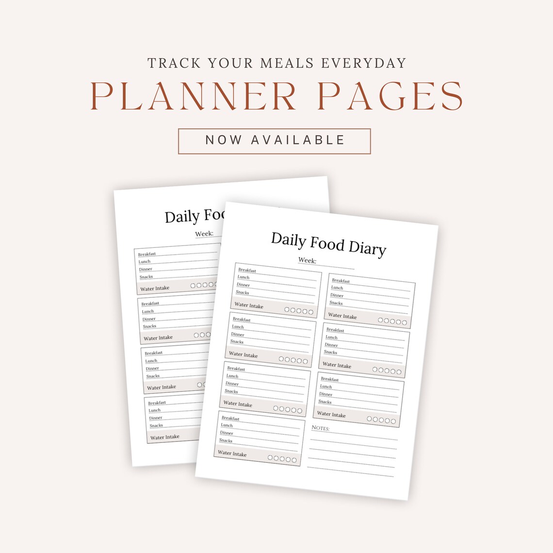 Daily Meal Diary Printable, A4, A5 & US Letter Printable Food Journal ...