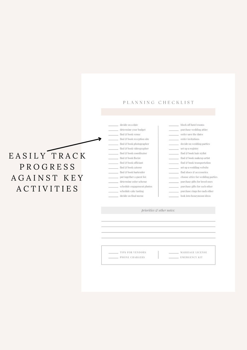 Wedding Planner Printable, Wedding Checklist Template, Checkable ...