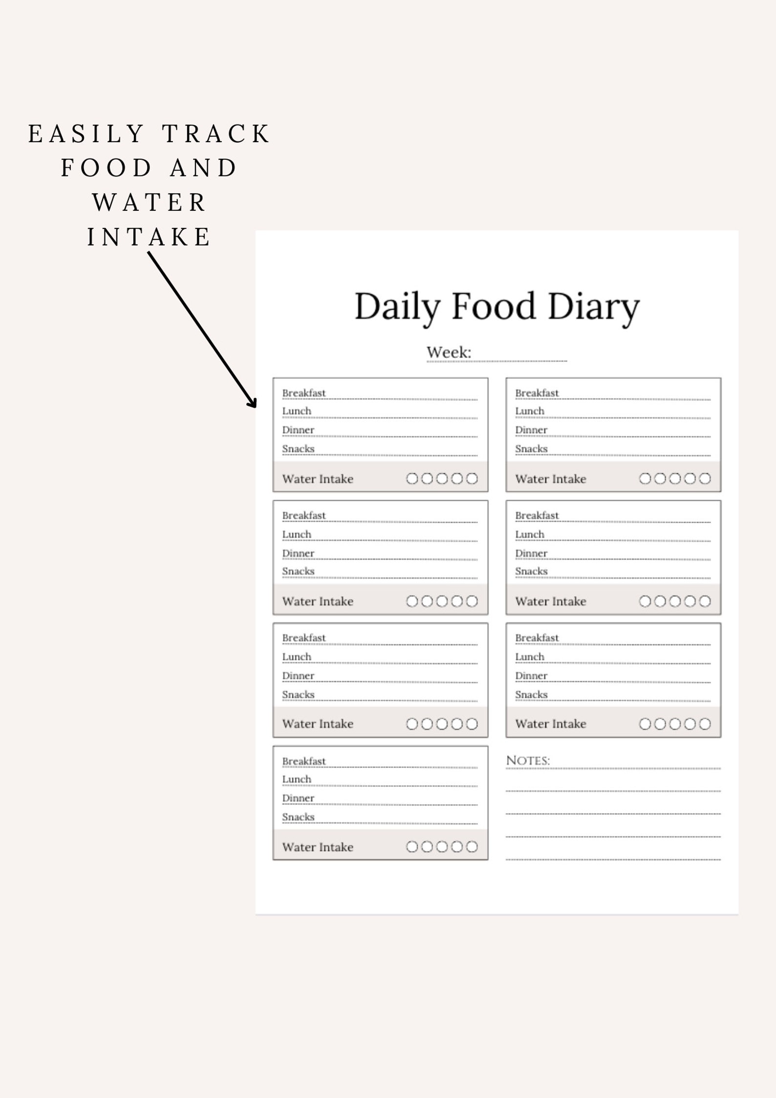 Daily Meal Diary Printable, A4, A5 & US Letter Printable Food Journal ...