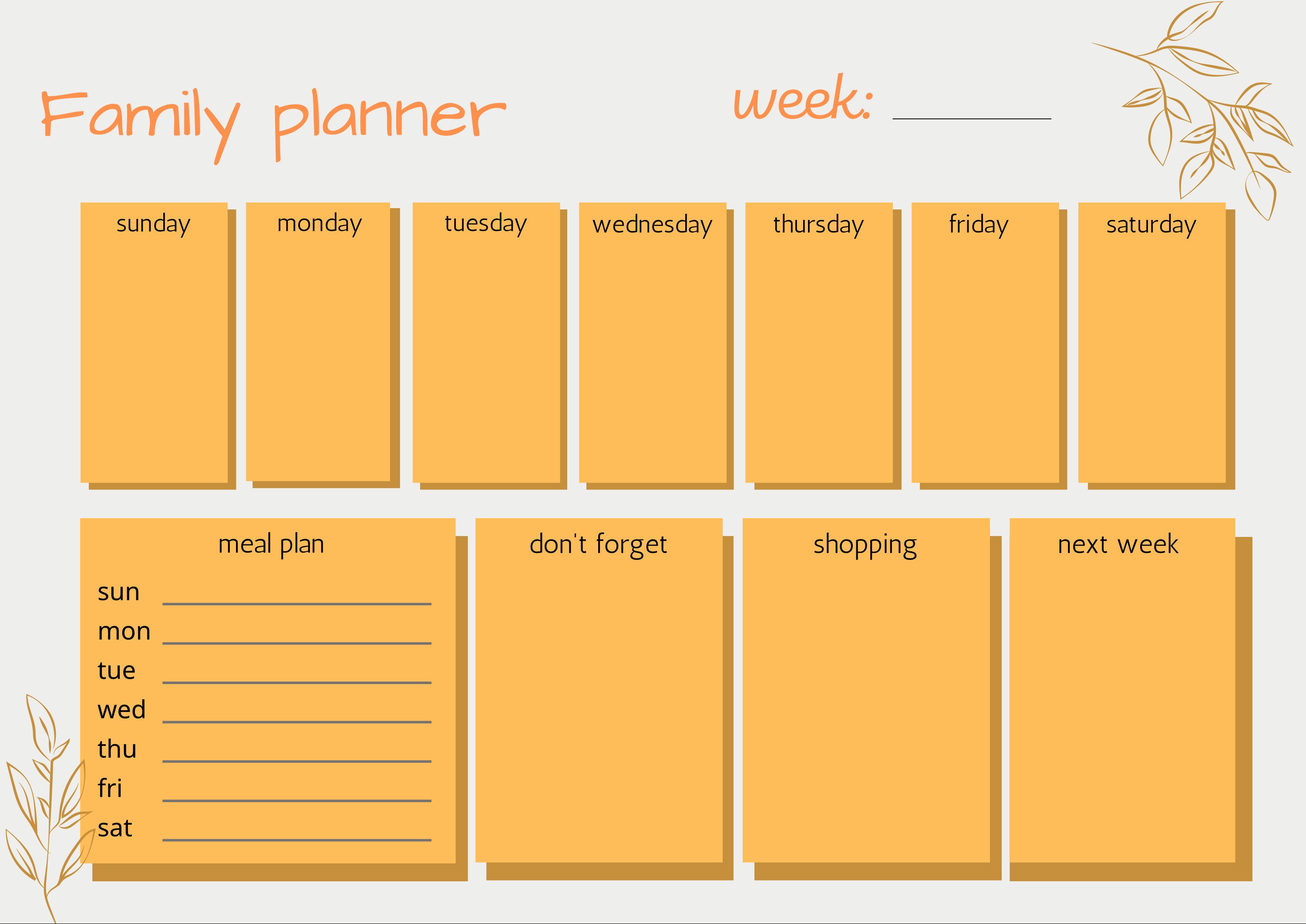 Digital Family Planner Family Meal Plan Weekly Planner - Etsy