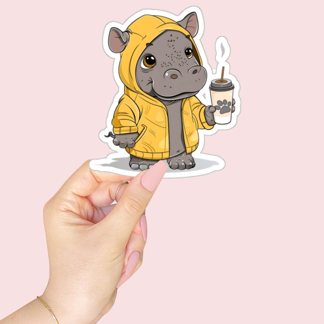 Stickers Kawaii Vinyl Cute Hippo Sticker Cute Hippo Vinyl Sticker ...