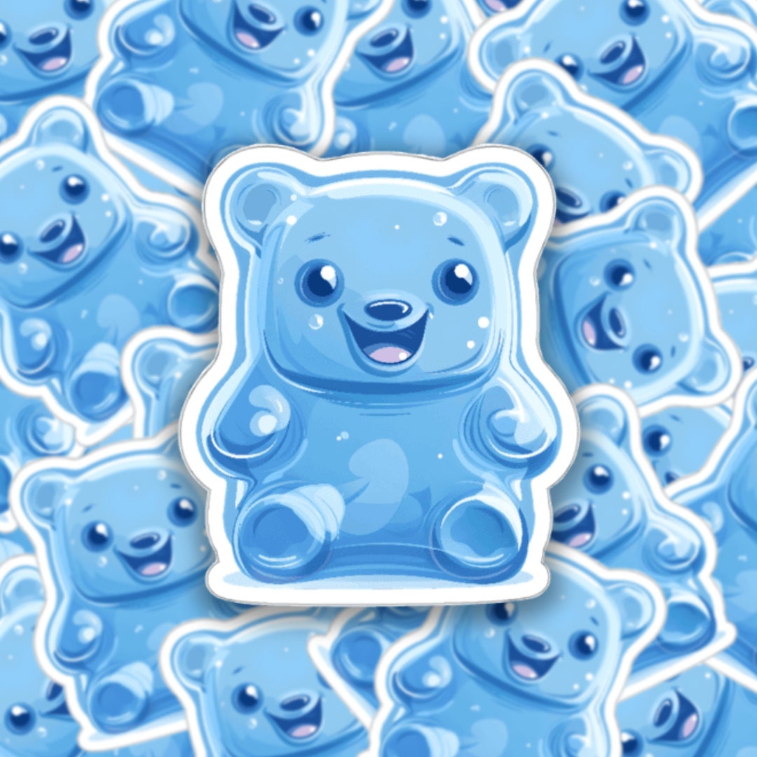 Stickers Kawaii Vinyl Cute Blue Gummy Bear Sticker- Blue Gummy Bear ...