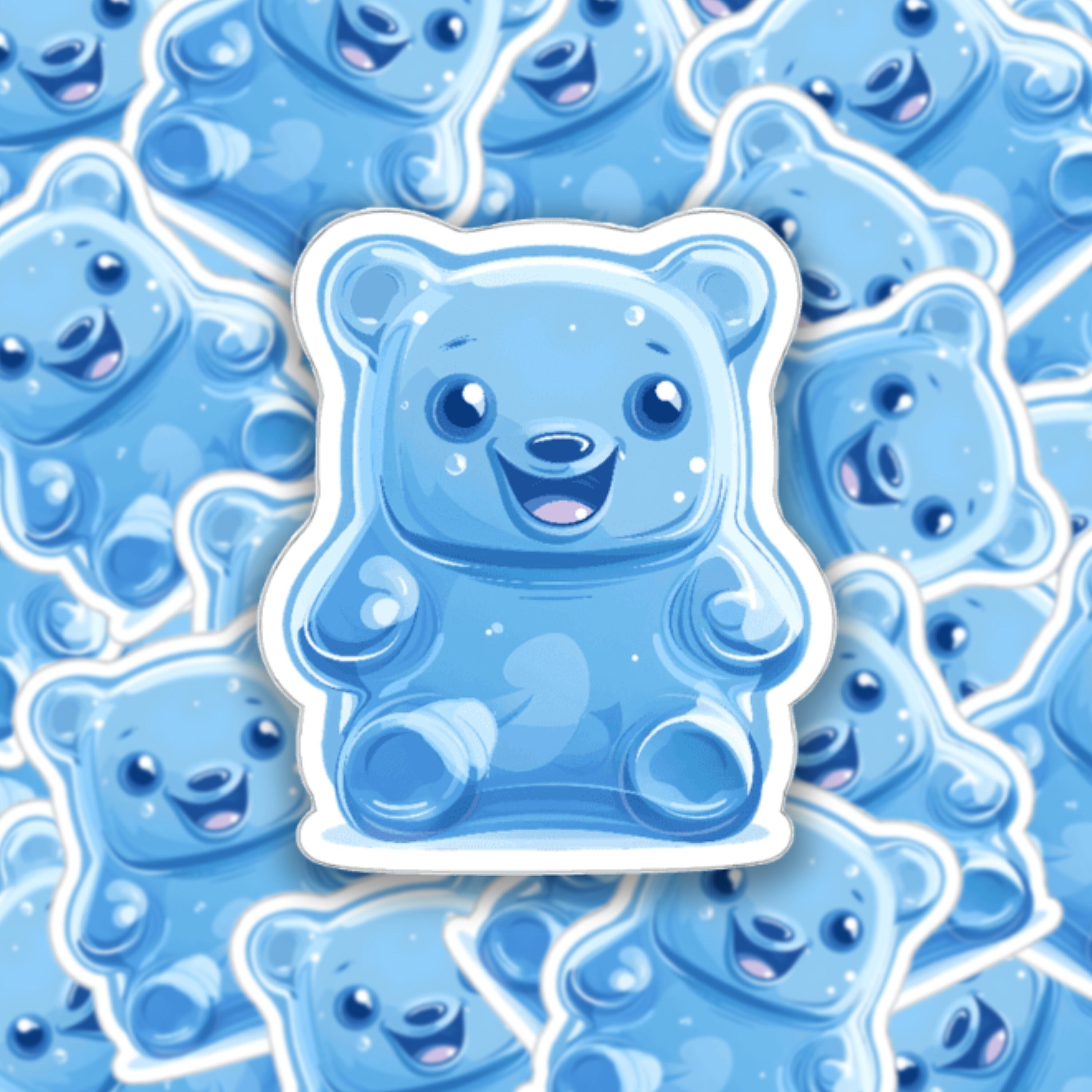 Stickers Kawaii Vinyl Cute Blue Gummy Bear Sticker- Blue Gummy Bear ...