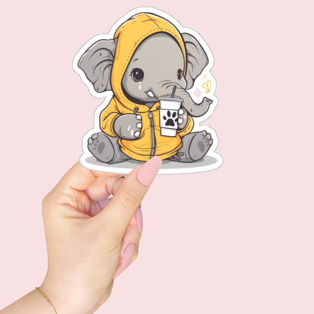 Cute Elephant Sticker- Elephant Sticker- Vinyl Sticker- Animal Sticker ...