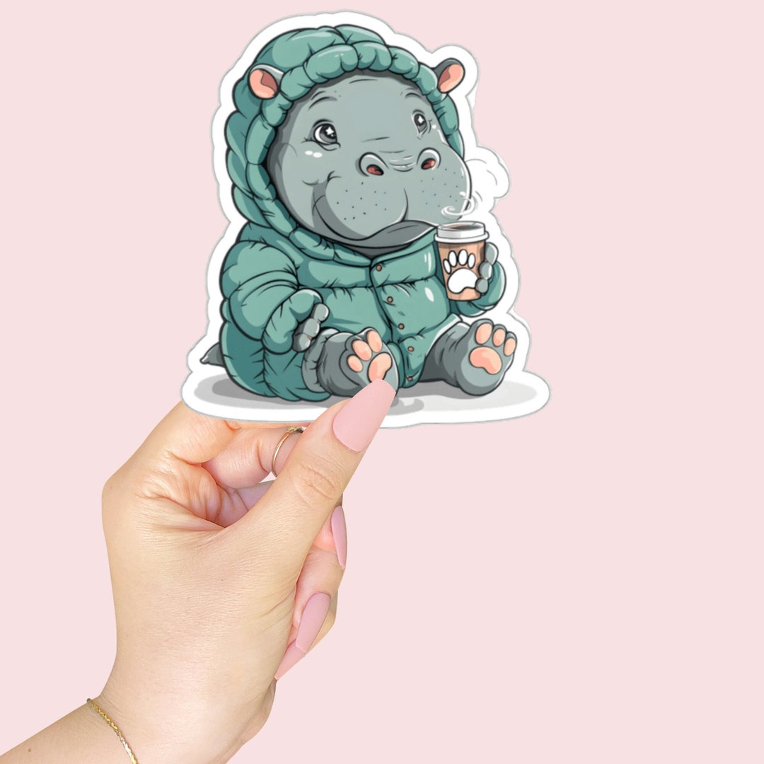 Stickers Kawaii Vinyl Cute Hippo Sticker Cute Hippo Vinyl Sticker ...