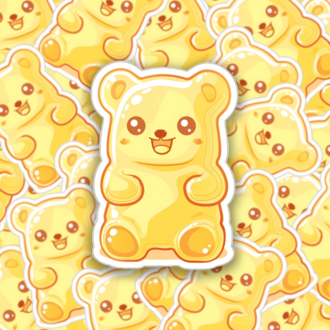 Stickers Kawaii Vinyl Cute Yellow Gummy Bear Sticker- Yellow Gummy Bear ...