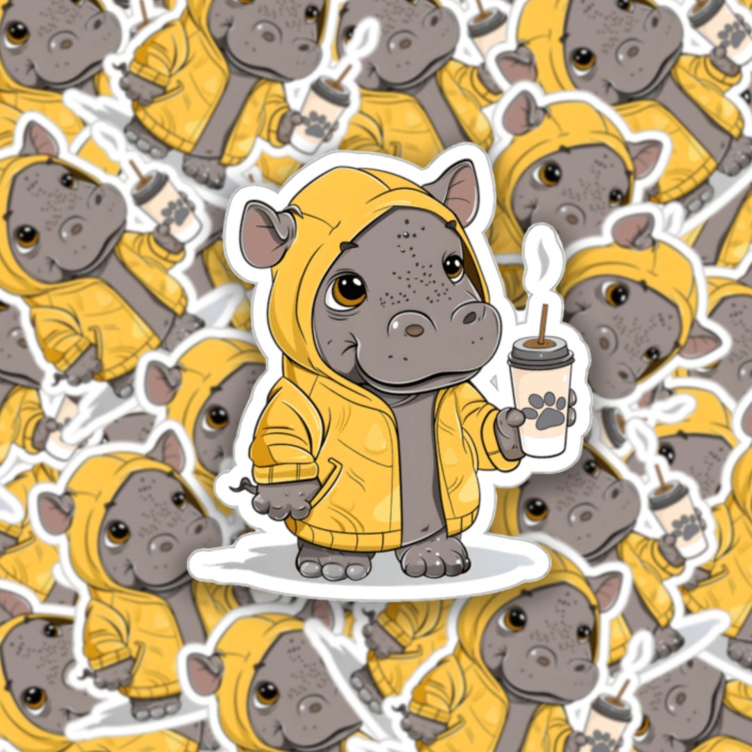 Stickers Kawaii Vinyl Cute Hippo Sticker Cute Hippo Vinyl Sticker ...