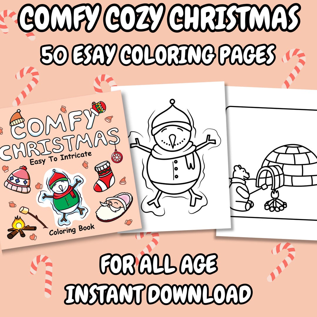 50 Cozy Christmas Coloring Pages for Adults and Kids, Bold and Easy to ...