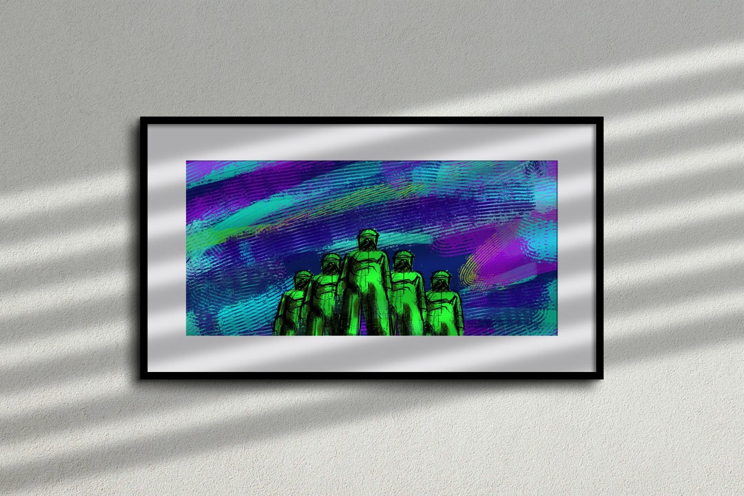 Alien Abstract, Green Aliens, Illustration Digital Wall Art, Download ...