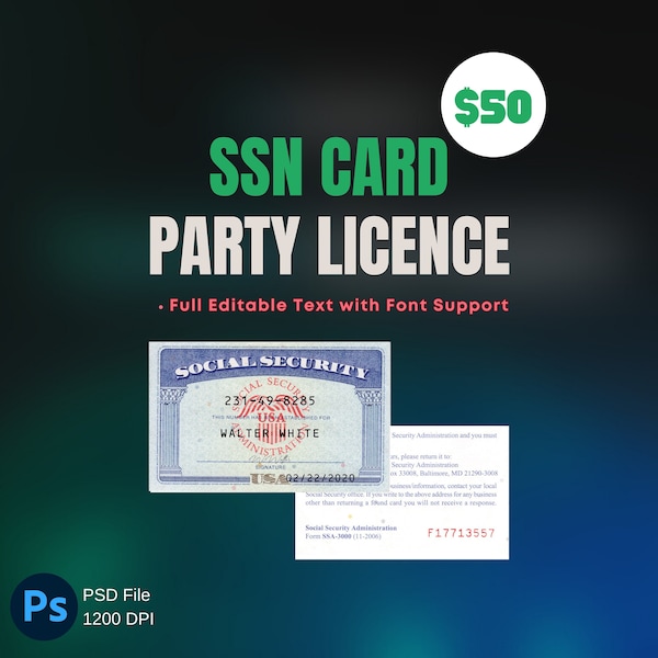 Social Security Card Template - Etsy