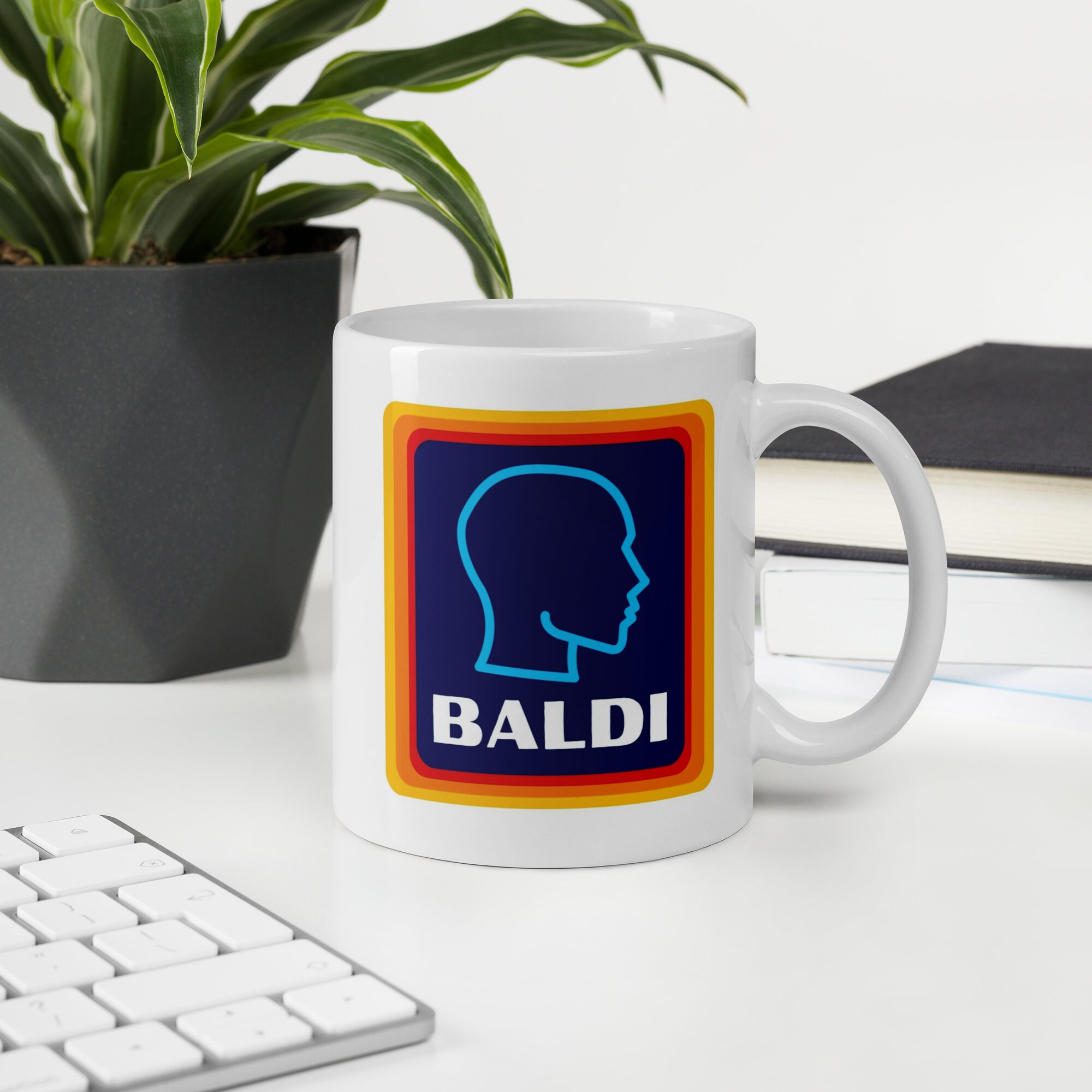 Baldi Logo Mug – Quirky Coffee Cup With Unique Baldi Design – Fun Ceramic Cup for Tea and Gifts ...
