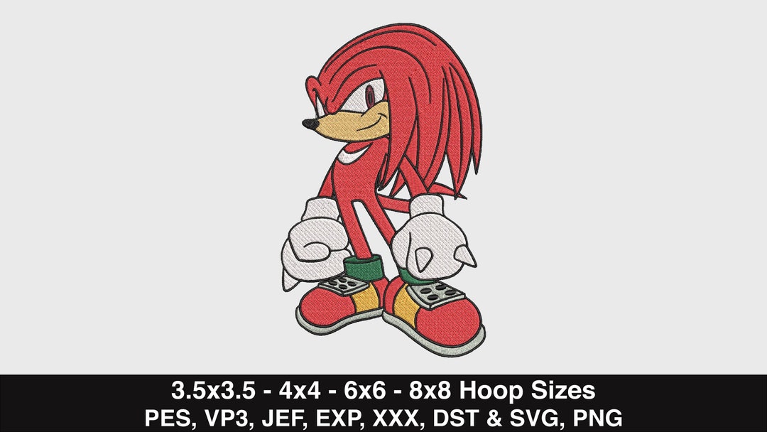 Knuckles Embroidery Design, Ekidne Knuckles Embroidery, Sonic ...