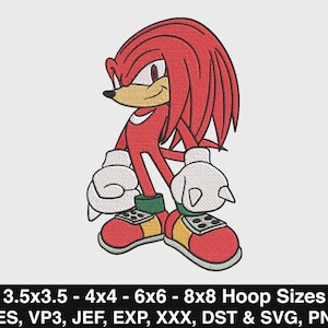 Knuckles Embroidery Design, Ekidne Knuckles Embroidery, Sonic ...