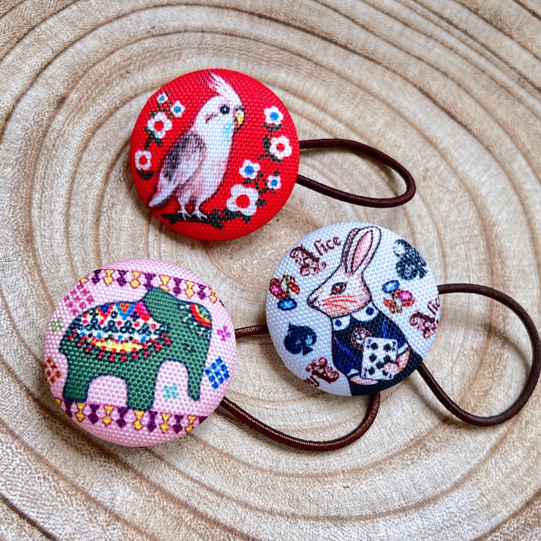 Rabbit Hair Bobble, Fabric Button Hair Tie, Hair Bobble, Hair ...