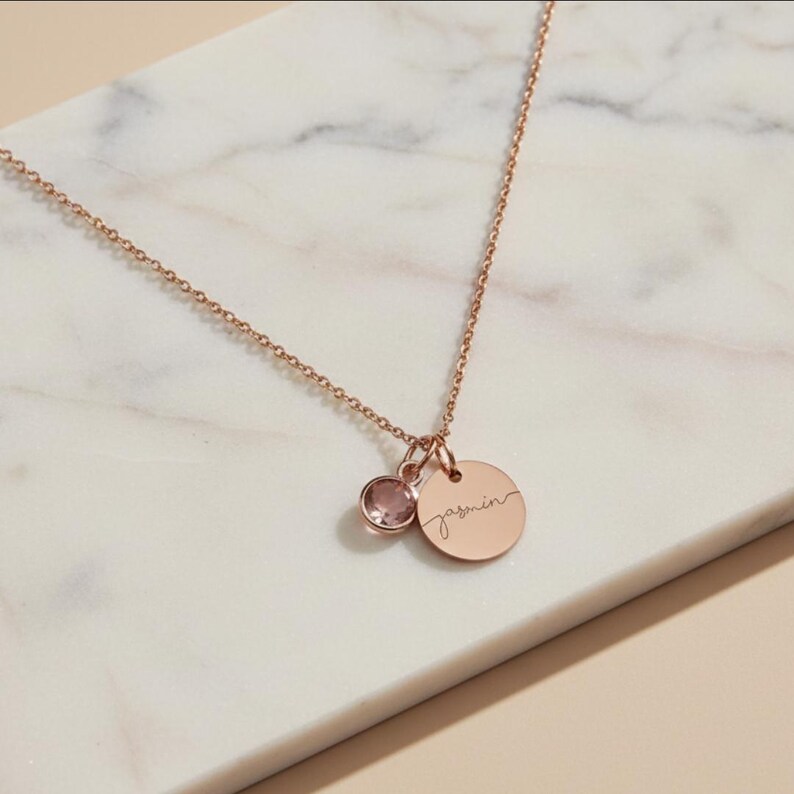 Birthstone Name Necklace for Women – Personalized Engraved Pendant ...