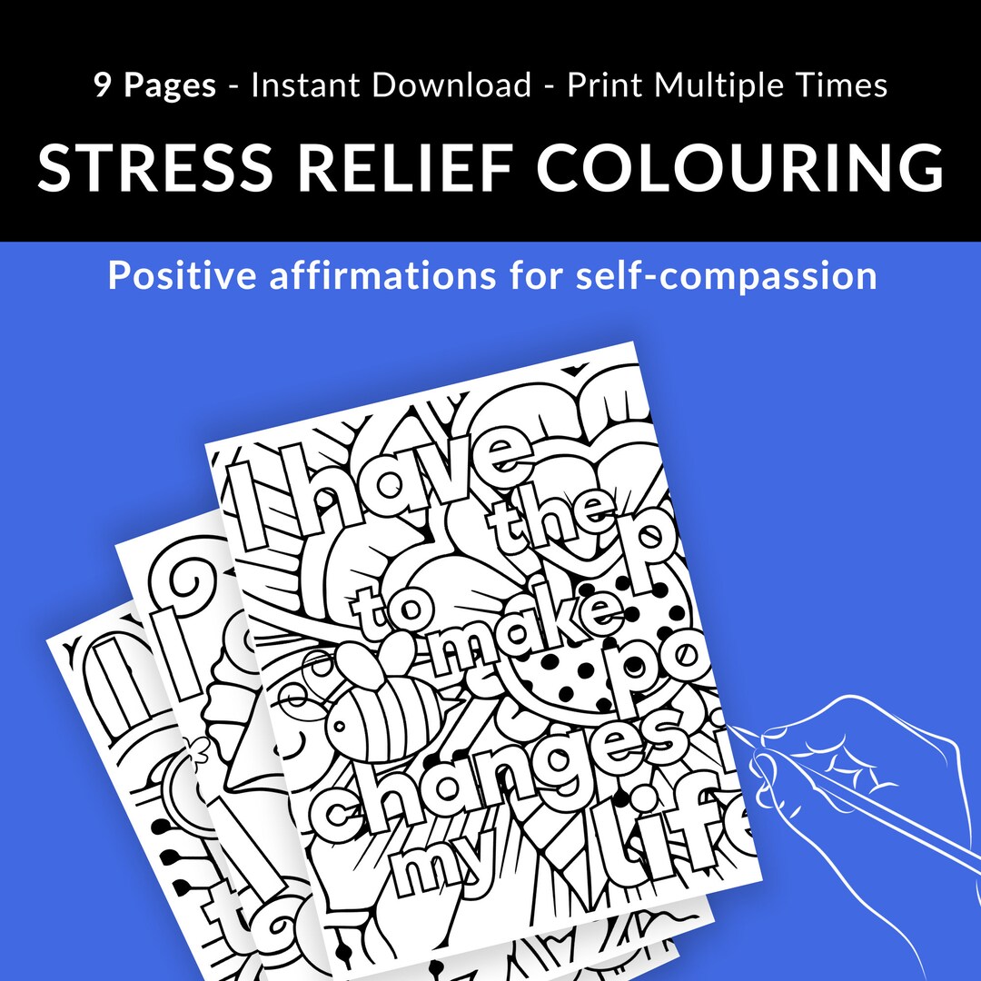 Stress Relief Colouring Positive Affirmation Pages - Etsy