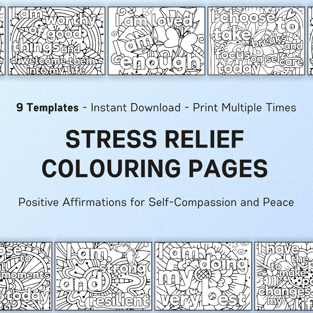 Stress Relief Colouring Positive Affirmation Pages - Etsy